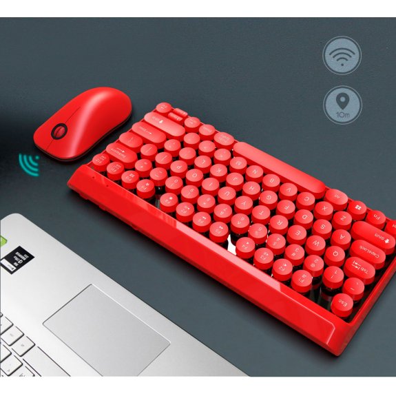 Set de tastatură wireless multimedia cu mouse - ,roz - AppleKing.ro
